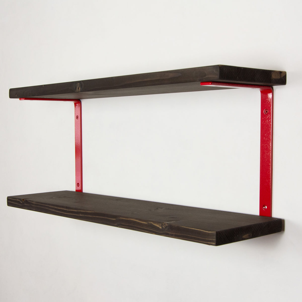 Industrial Floating Shelves With Brackets - Red Gloss Color – Colorful ...