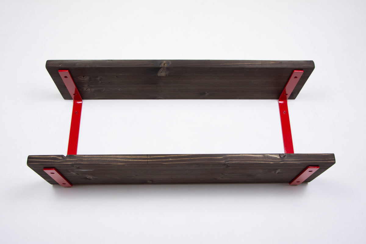 Industrial Floating Shelves With Brackets - Red Gloss Color – Colorful ...