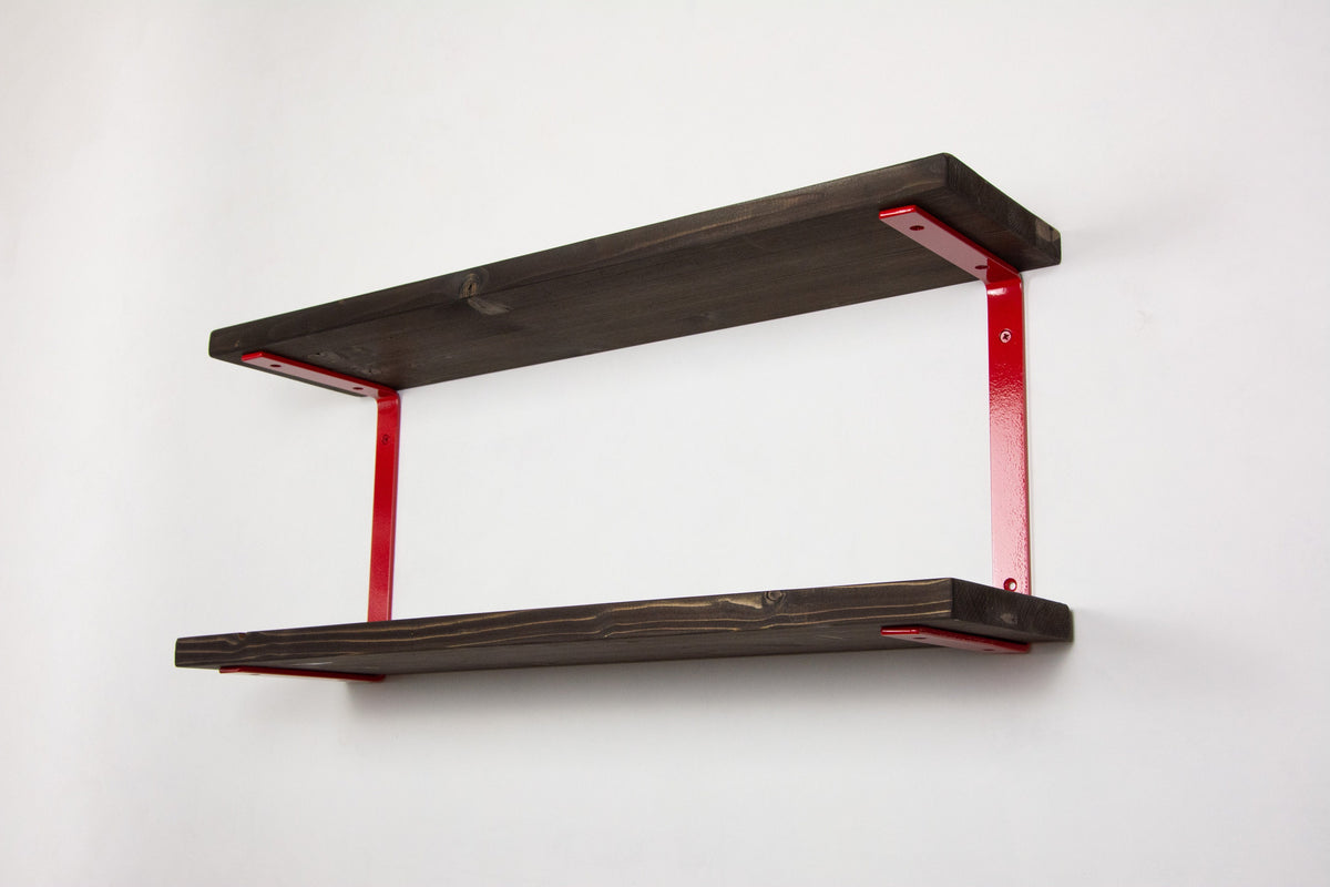 Industrial Floating Shelves With Brackets - Red Gloss Color – Colorful ...